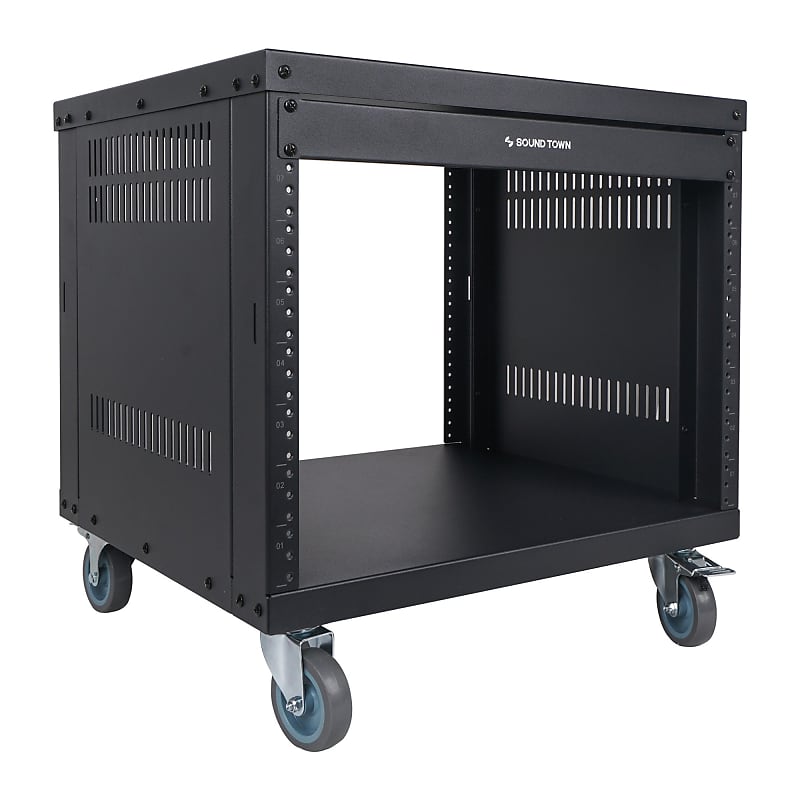 STRK-M8U | 8U Universal Steel Rack, w/ 3" Locking Casters, | Reverb
