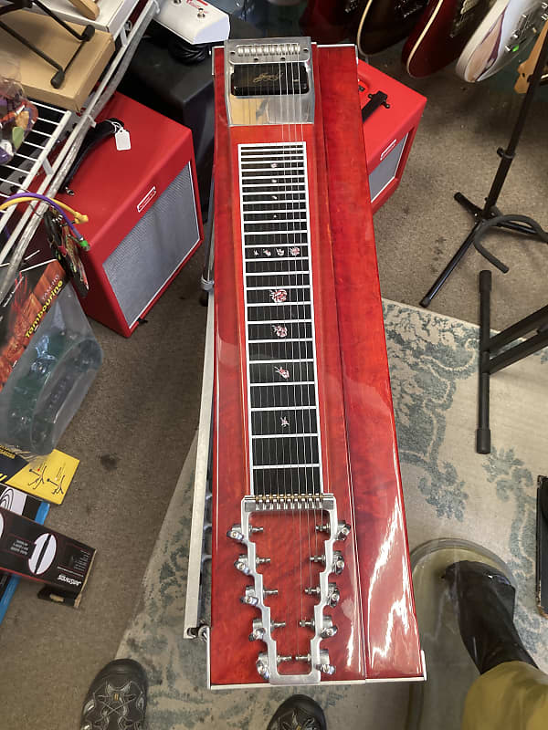 desert rose 10 String pedal steel guitar Red stained | Reverb