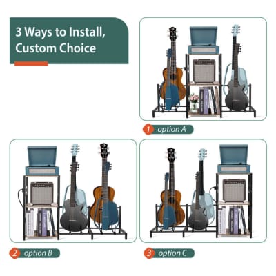 3-Tier Adjustable Guitar Stand Rack with Power Outlets For | Reverb