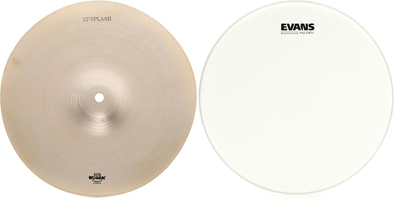 Wuhan 12 inch Splash Cymbal Bundle with Evans Genera HD Dry | Reverb
