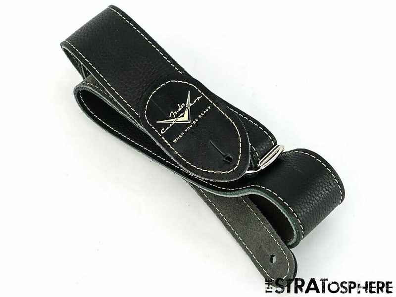 Fender USA Custom Shop GUITAR STRAP Tele Strat Black Leather, | Reverb