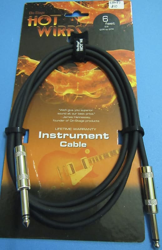 On-Stage 6 Ft. Hot wires cable 2000's - Black | Reverb