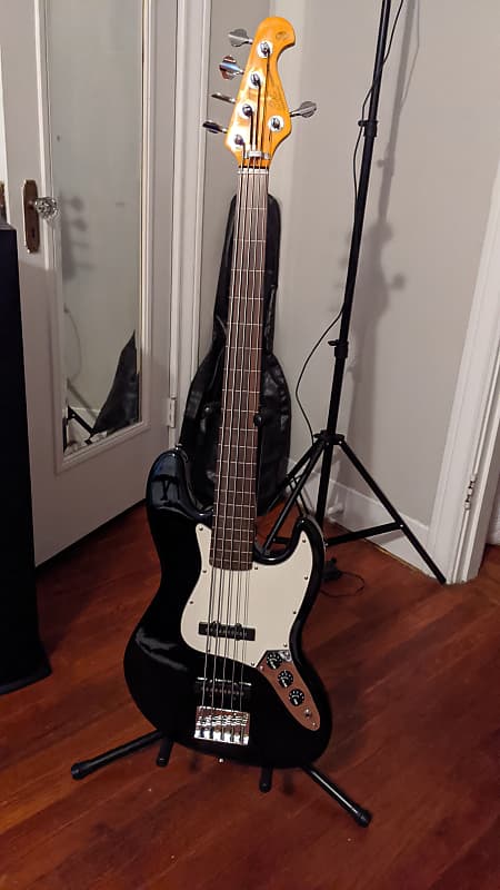 SX Vintage Series Fretless 5-string Bass Black | Reverb