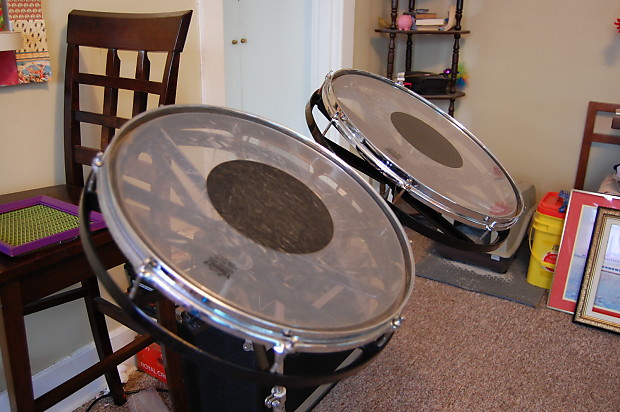 Remo Roto Tom 16" & 18" with stand 80's Black | Reverb