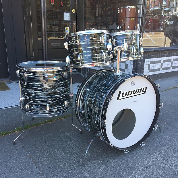 Ludwig 1976 Black Oyster Pearl 13/14/18/24 | Reverb