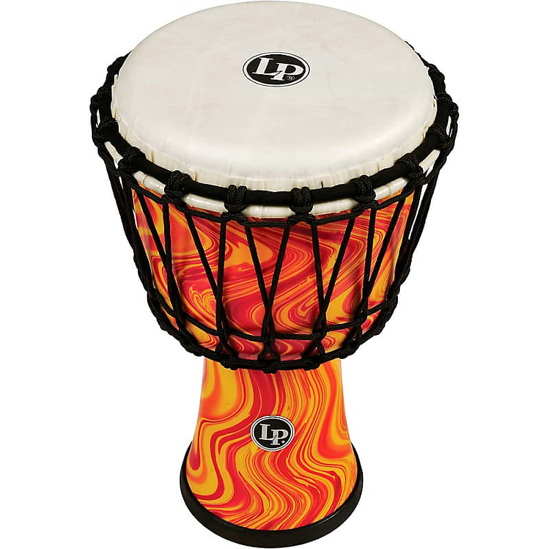 LP World Rope-Tuned Circle Djembe, 7 in. Orange Marble | Reverb