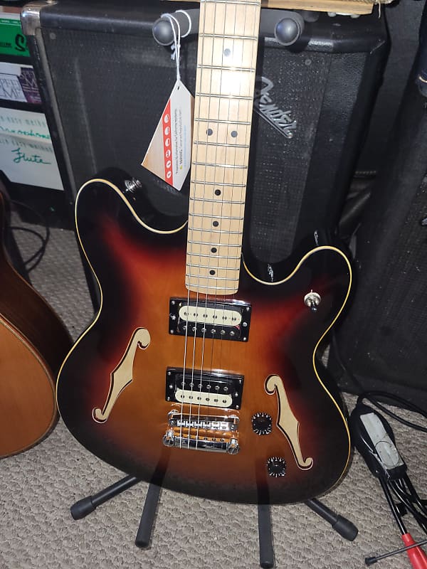 Squier Starcaster With Upgraded Pickups And Custom Headstock | Reverb