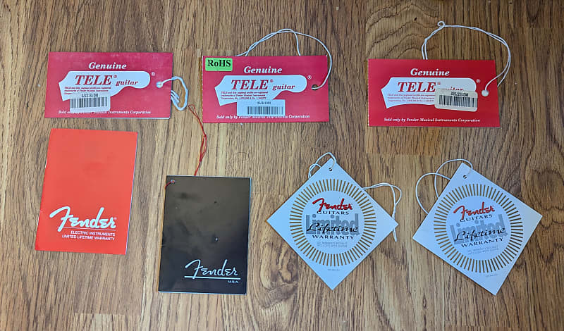 Fender Tele and warranty hang tags lot Unknown | Reverb