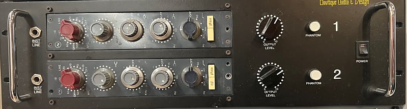 Vintage Neve 1073 (pair) on a boutique audio rack | Reverb