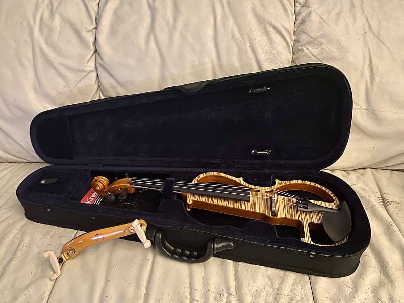 Kinglos zebra wood electric violin w/ German Shadow pickup & | Reverb
