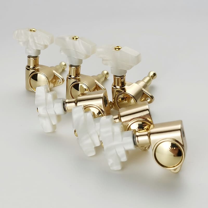 3R+3L Gold Deco Rotomatic Imperial Machine Heads Tuning Pegs | Reverb