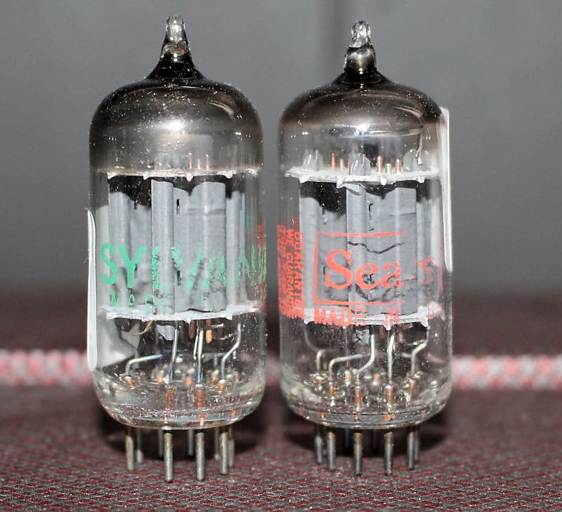 SYLVANIA 12AU7 ECC82 PERFECT MATCH PAIR LONG PLATE SUB 4 | Reverb