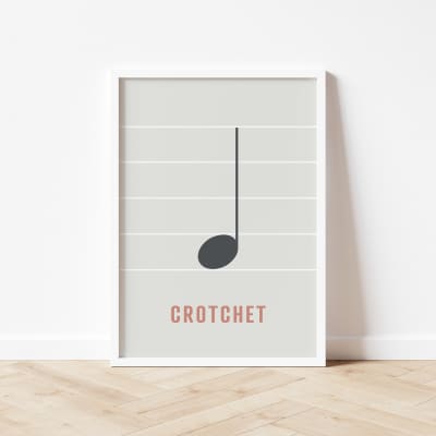 Crotchet Note Print - Music Theory Poster, Quarter Note, | Reverb