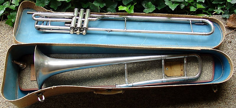 1920s J. W. YORK & Sons valve trombone w/ case and mouthpiece | Reverb