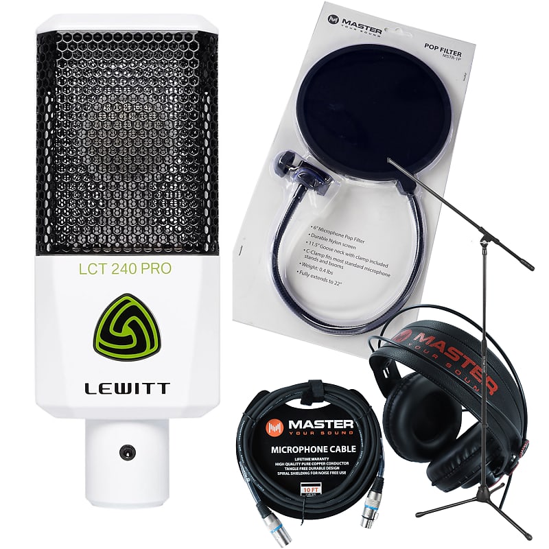 Lewitt Audio LCT 240 PRO Microphone White, Stand, Headphones, | Reverb