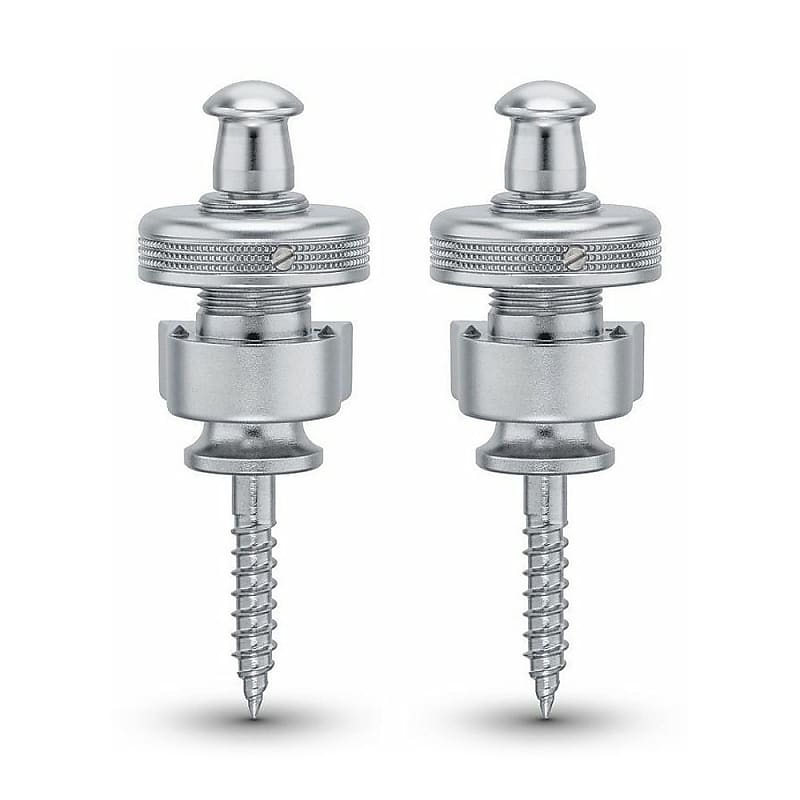 Schaller - 'S-Lock' Locking Strap Buttons Satin Chrome | Reverb