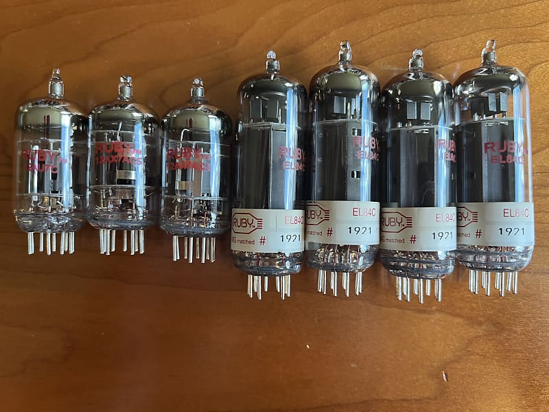Barely Used-Ruby Tubes! One 12AU7, two 12AX7, four EL84 Tubes | Reverb