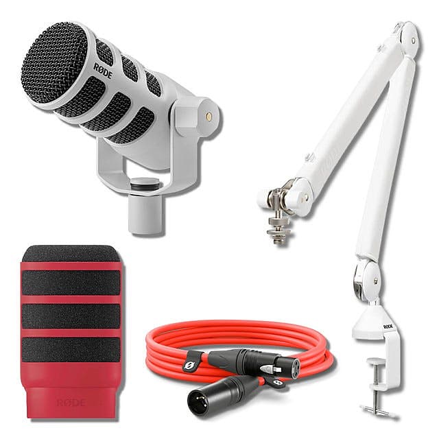Rode PodMic USB Dynamic Broadcast Microphone (White) with | Reverb