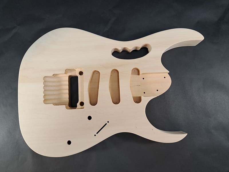Unfinished 6 string, Jem style Basswood guitar body, rear | Reverb