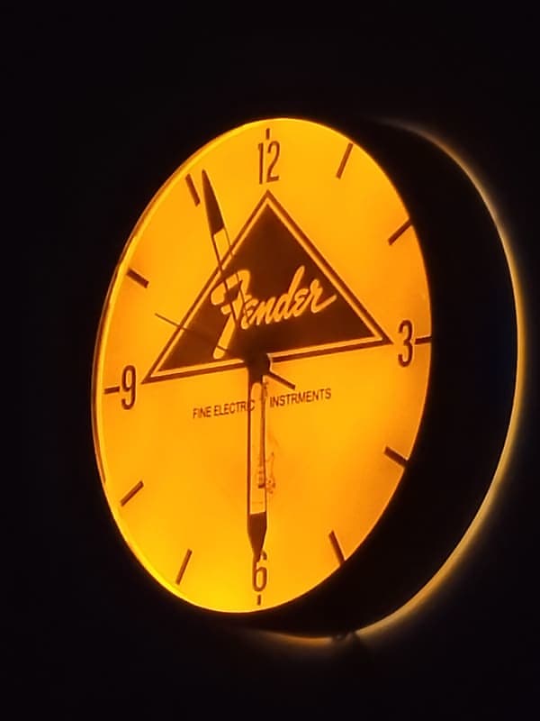 1965 Style Fender Musical Instruments Round Light-Up Clock | Reverb
