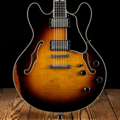 Eastman T59/V-SB Thinline Archtop Electric Guitar Sunburst | Reverb
