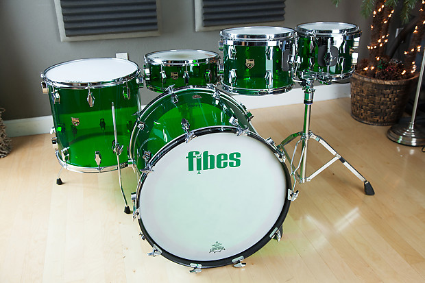 Fibes Crystalite Green Drum Set 2002 Austin Era - Matching | Reverb