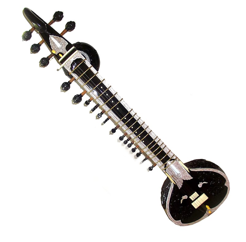Stunning Peacock Sitar. Fully Carved Matte Black Cedar. | Reverb