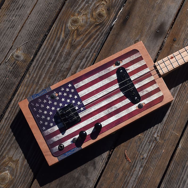 Cigar box guitar, 3-string electric guitar, handmade cbg | Reverb