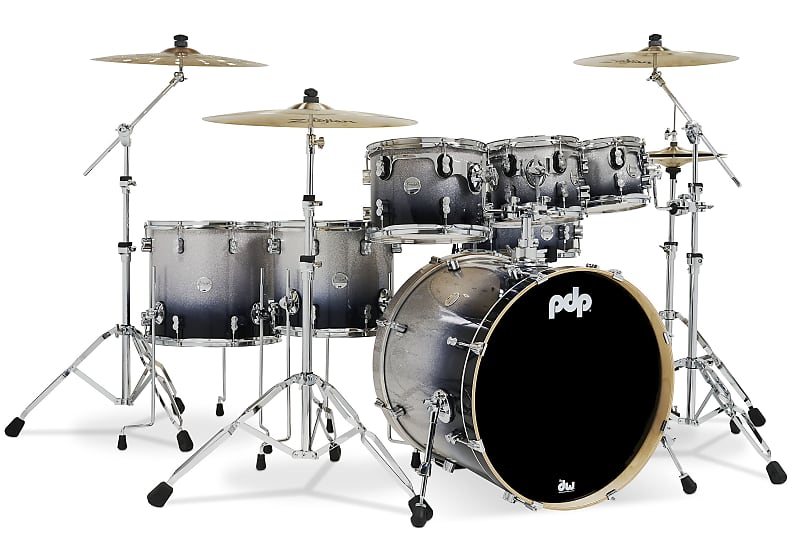 PDP Concept Maple Silver to Black Fade 7 Piece Shell Pack | Reverb