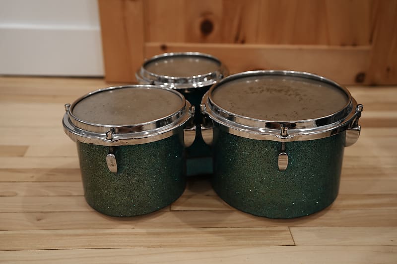 Deri Vintage Tri tom 60's 70's - Turquoise Sparkle | Reverb