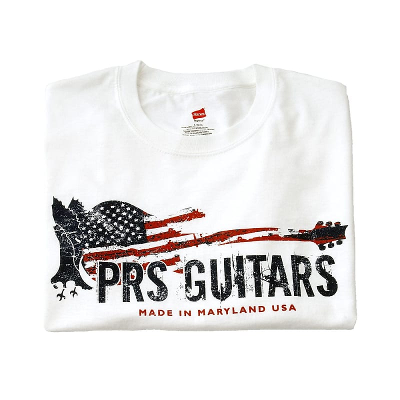 PRS Guitars Patriotic Print Short Sleeve T-Shirt, White | | Reverb