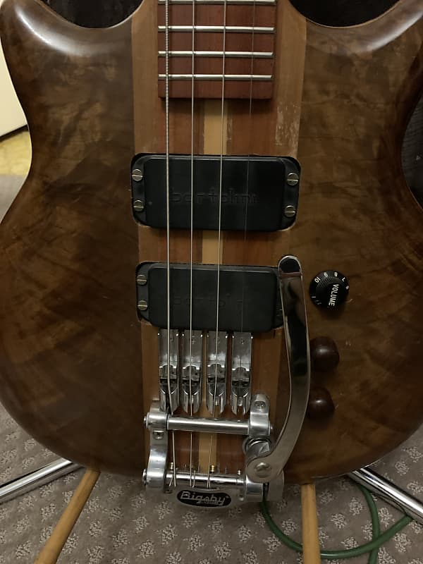 Custom Piccolo Bass guitar 90s Natural wood Bartolini pickups | Reverb