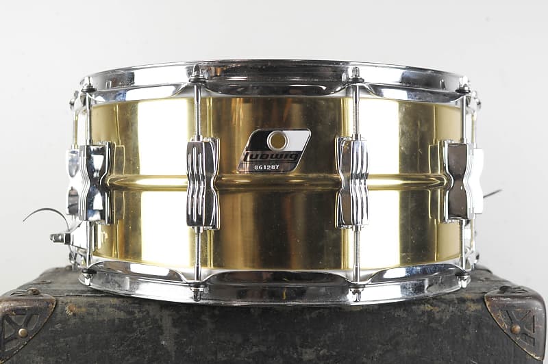 1990s Ludwig 6.5x14 "Rocker" LM304 Brass Snare Drum | Reverb