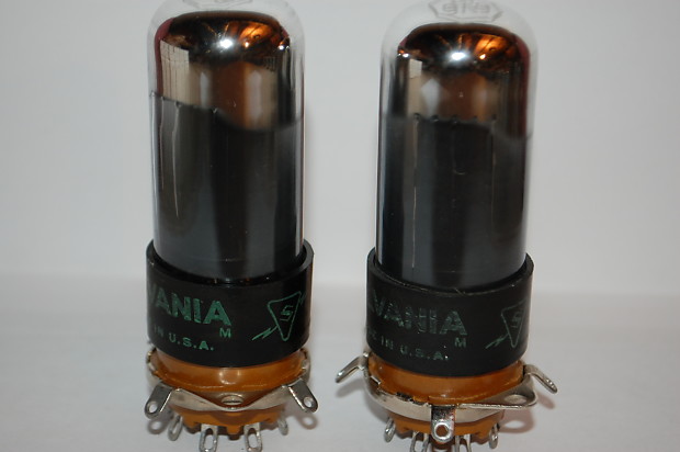 Matched Pair 1957 Sylvania 6V6GT Smoke Glass Black Plate | Reverb