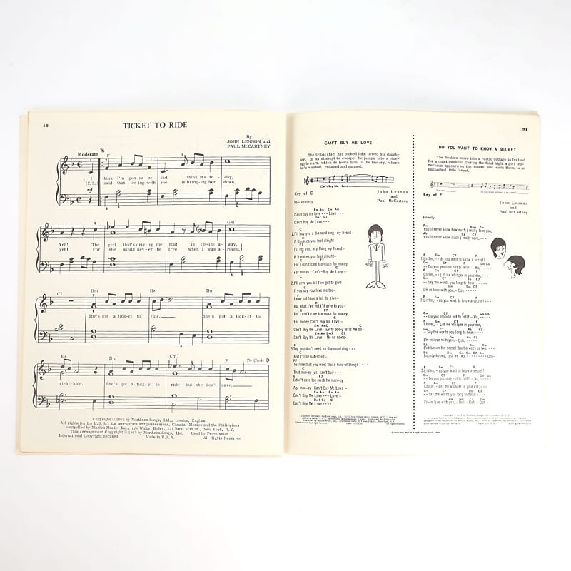 BEATLES 1965 songbook from ABC TV cartoon show | Reverb