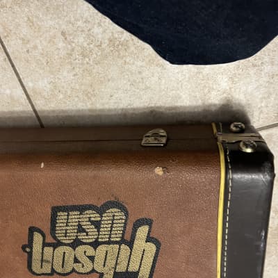 Gibson rectangular brown/pink hardshell case 1980s not sure | Reverb