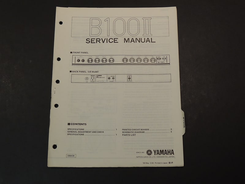 Yamaha B100II Service Manual [Three Wave Music] | Reverb