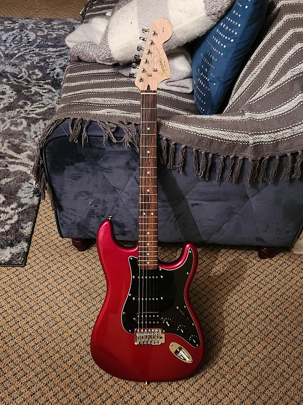 Fender Squire Stratocaster | Affinity Series | Red and Black | Reverb