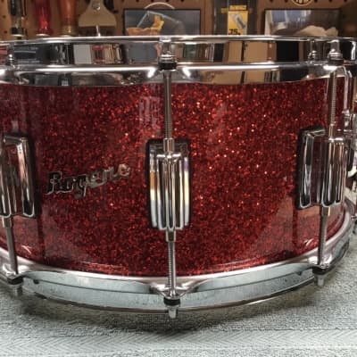 Rogers 6.5”x14” Dynasonic Snare Drum Red Sparkle Lacquer | Reverb