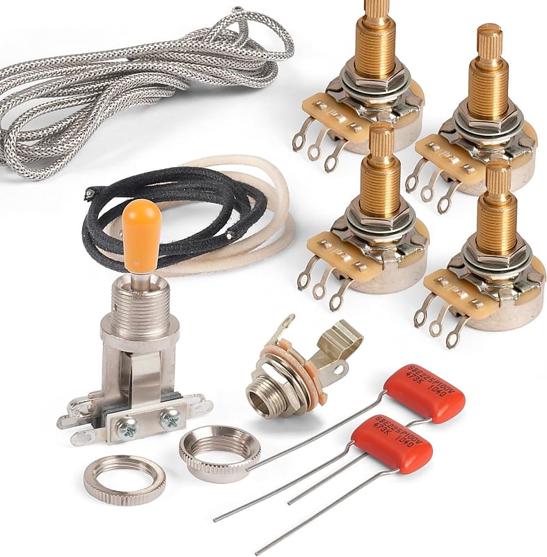 StewMac Standard Length Shaft Premium Wiring Kit for Gibson | Reverb