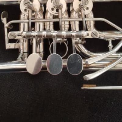Silver Rotary Valves C Trumpet w/Upper Register Harmonic Key | Reverb