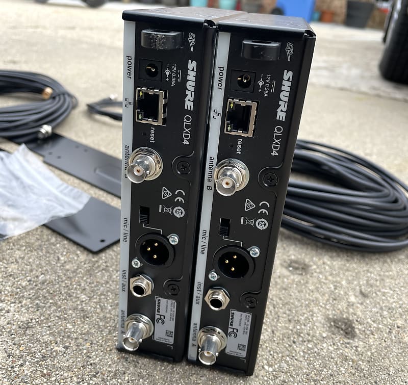 Two (2) Shure QLXD4 (G50) wireless receivers, with rack | Reverb