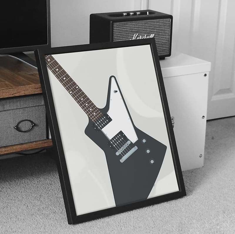 Explorer Guitar Print - Gibson Electric Guitar Poster, | Reverb