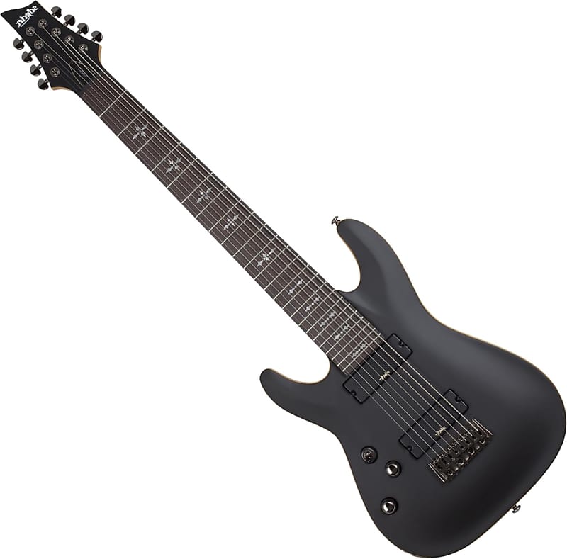 Schecter Demon 8 Left Handed Electric Guitar in Aged Black | Reverb