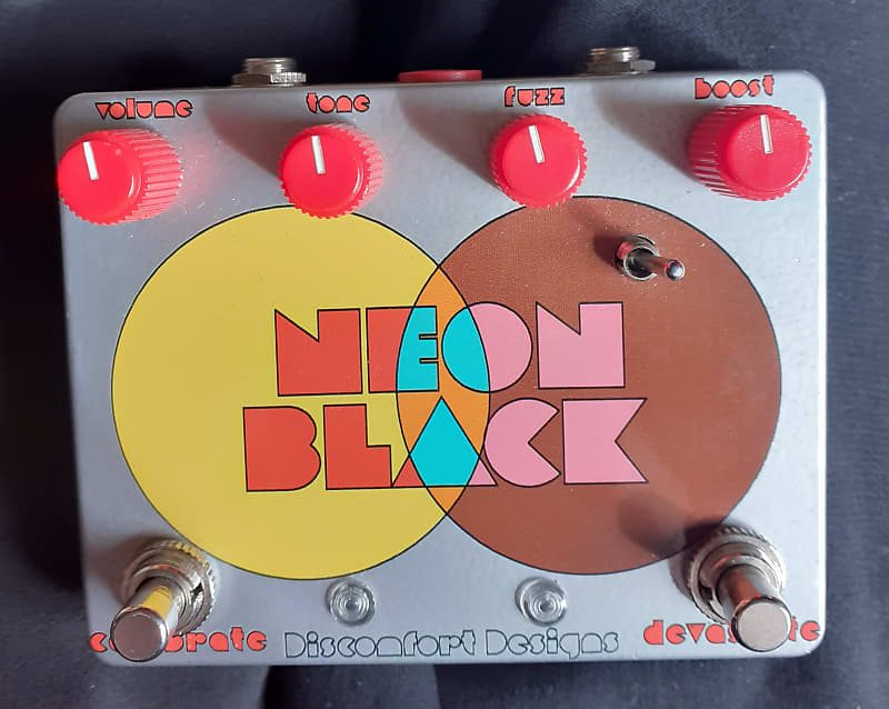 Discomfort Designs Neon Black Fuzz And Treble Boost Pedal | Reverb