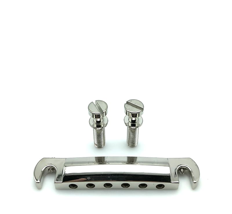 Gibson Wraparound Bridge Tailpiece w/Posts Nickel | Reverb