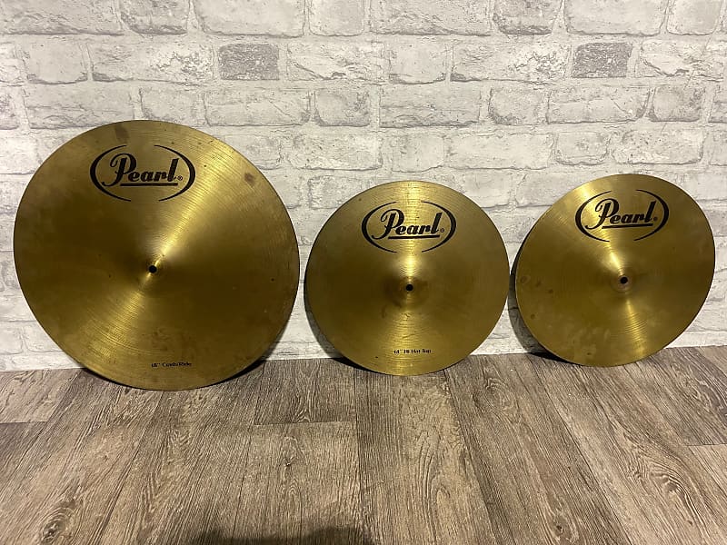 Pearl Drum Cymbal Set 14" 18" Hi Hats and Crash/Ride #JG13 | Reverb