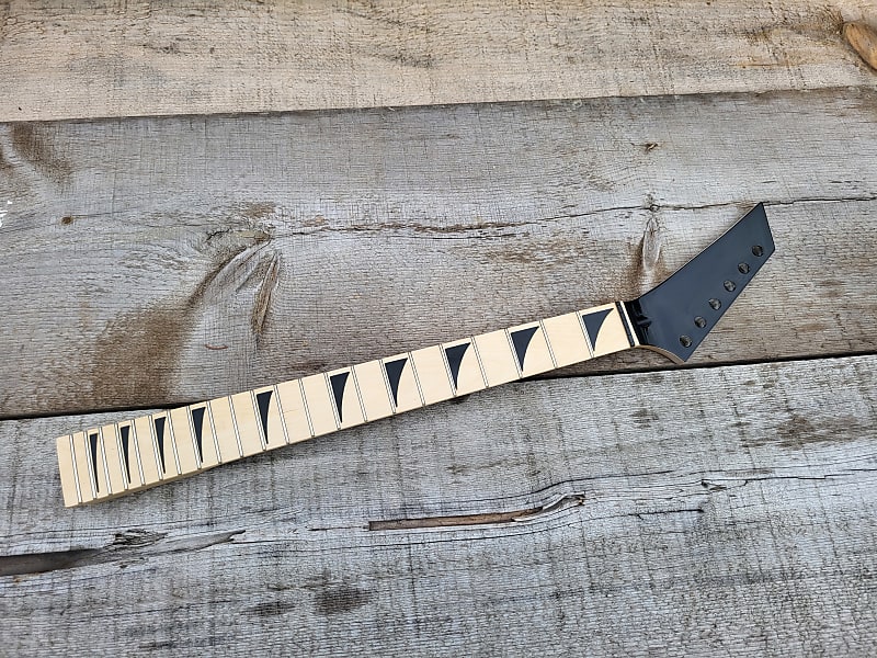 22 fret Reverse head sharkfin inlays maple shred guitar Neck | Reverb