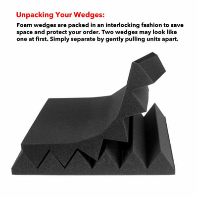 6 Pack Acoustic Foam Wedge, 2" X 12" X 12" Studio | Reverb