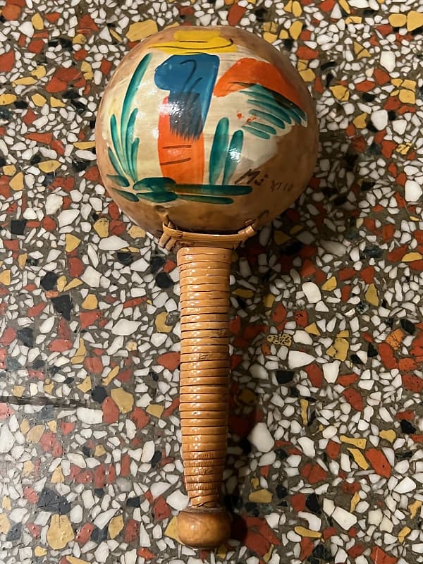 Mexican Hand Painted Single Wood Maraca | Reverb UK